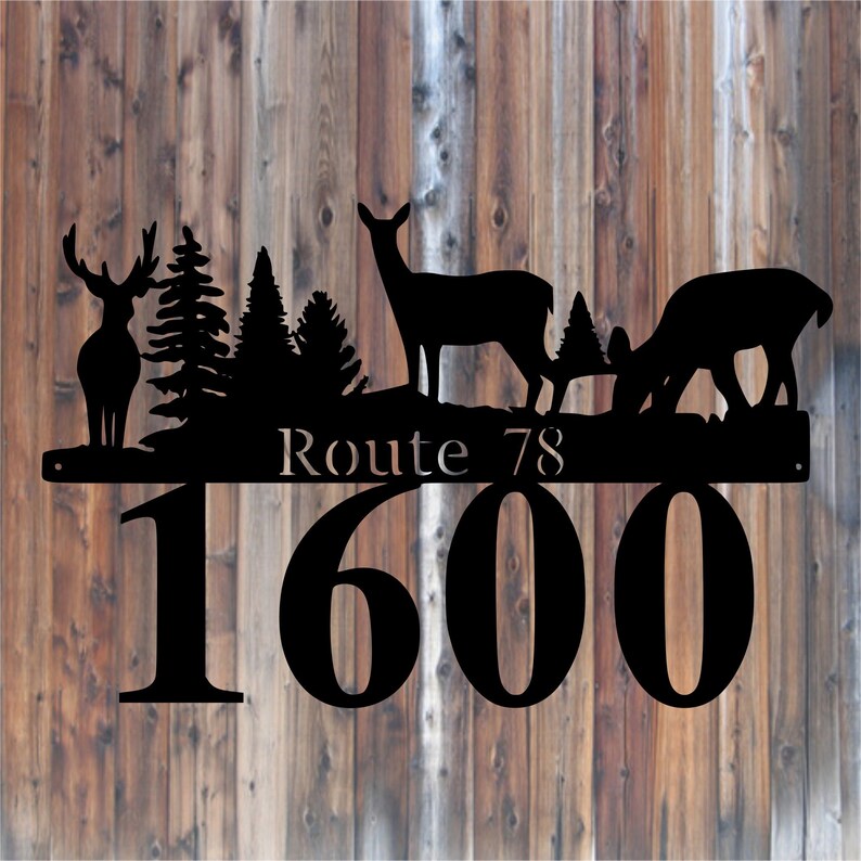 Nature Deer Cabin Lodge Address Sign Metal Sign - Etsy