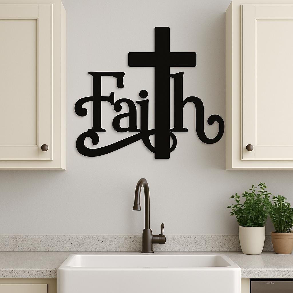 Faith Metal Wall Sign With Cross | Christian Home Decor | Inspirational ...