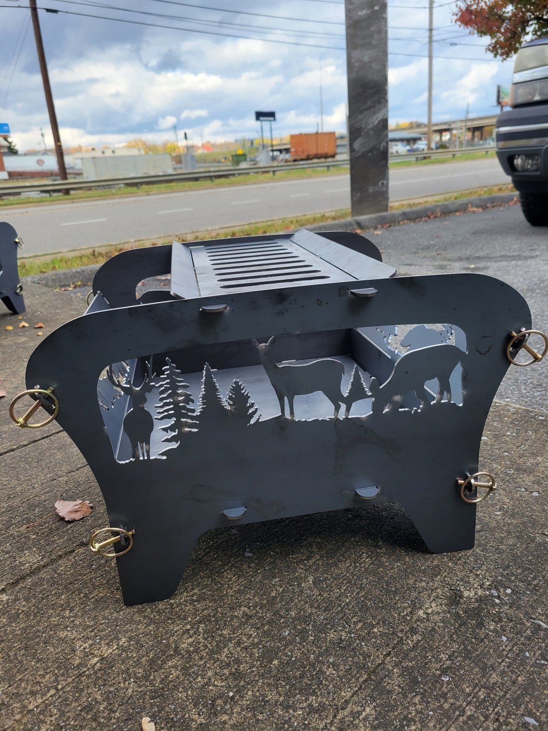 Portable Metal Campfire Grill, Deer and Bear Design - Etsy