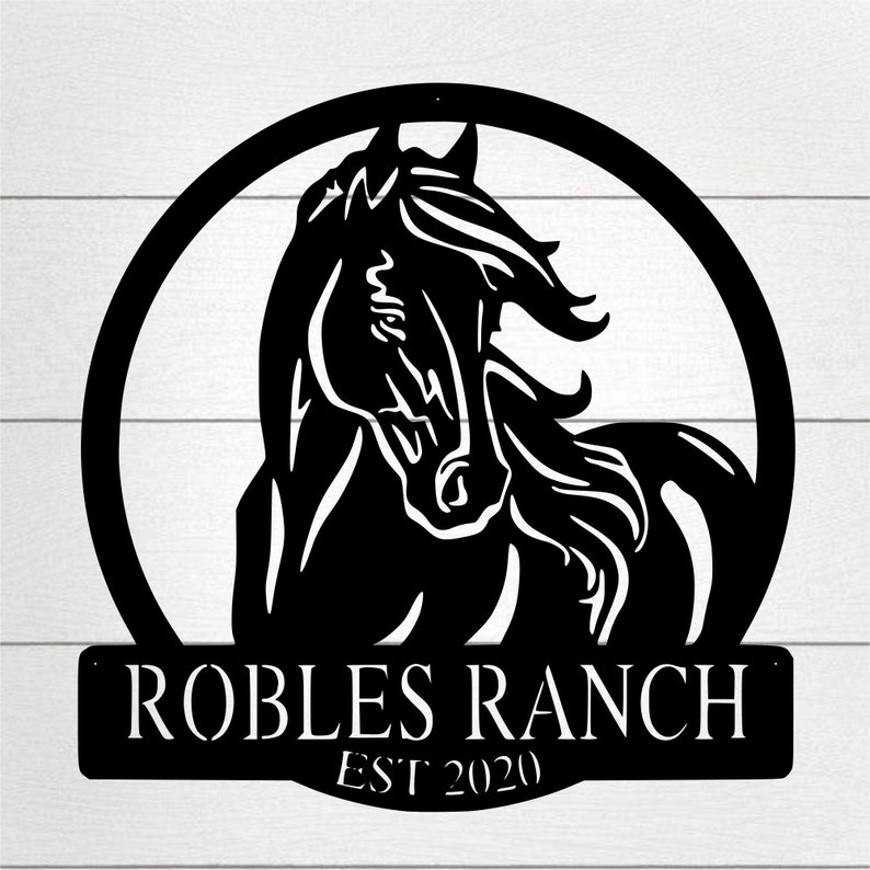 Monogram Horse Equestrian Barn Sign Metal Personalized - Etsy