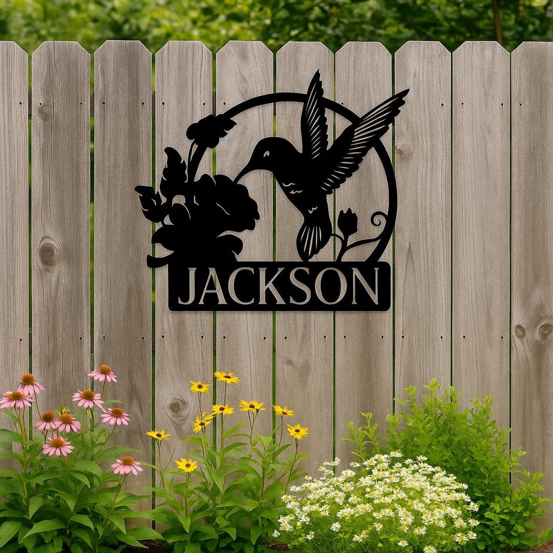 Personalized Hummingbird Metal Sign | Custom Name Garden Sign | Outdoor ...
