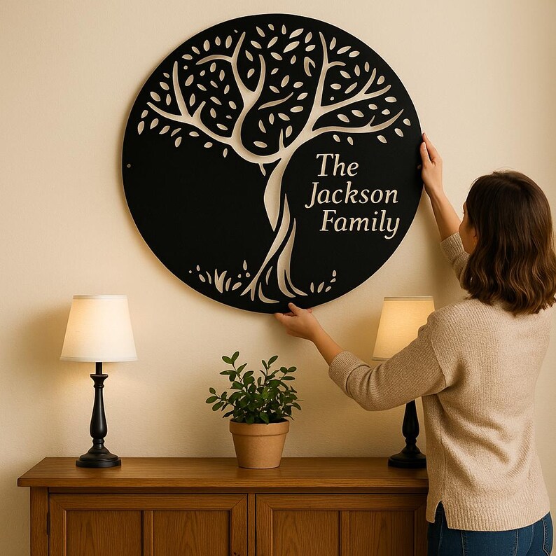 Personalized Family Tree Metal Sign | Custom Last Name Wall Art ...