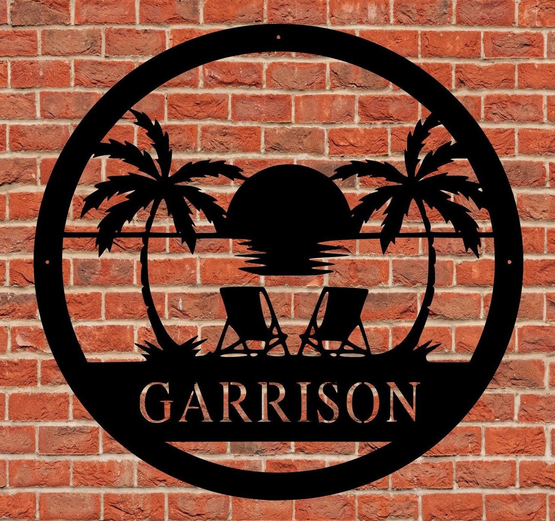 Monogram, Sunset, Tropical, Florida, Beach, Relaxing, Metal Sign ...