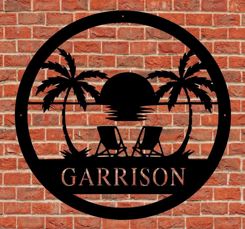 Monogram, Sunset, Tropical, Florida, Beach, Relaxing, Metal Sign ...