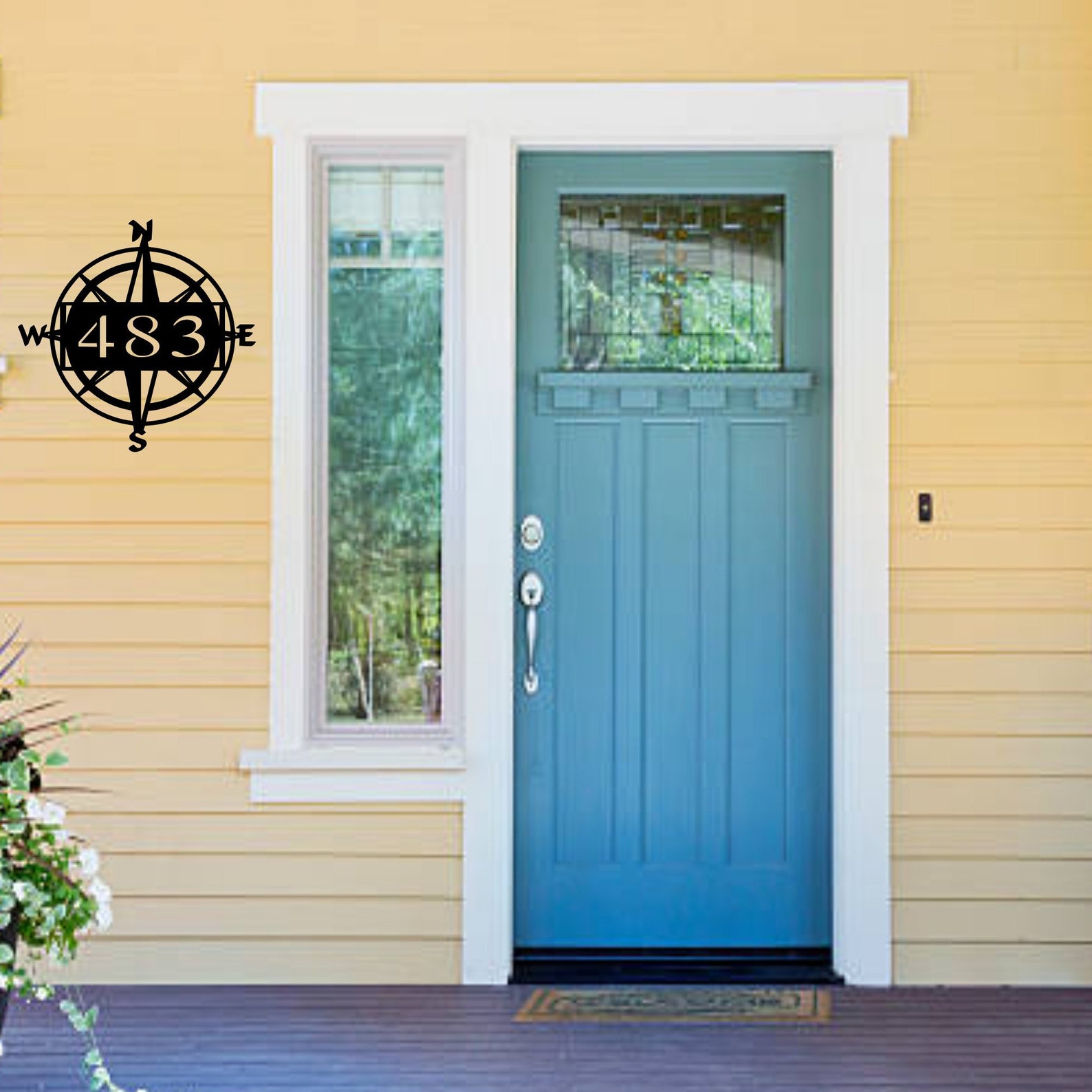 Compass Address Sign • Coastal House Number Sign • Beach House Address ...