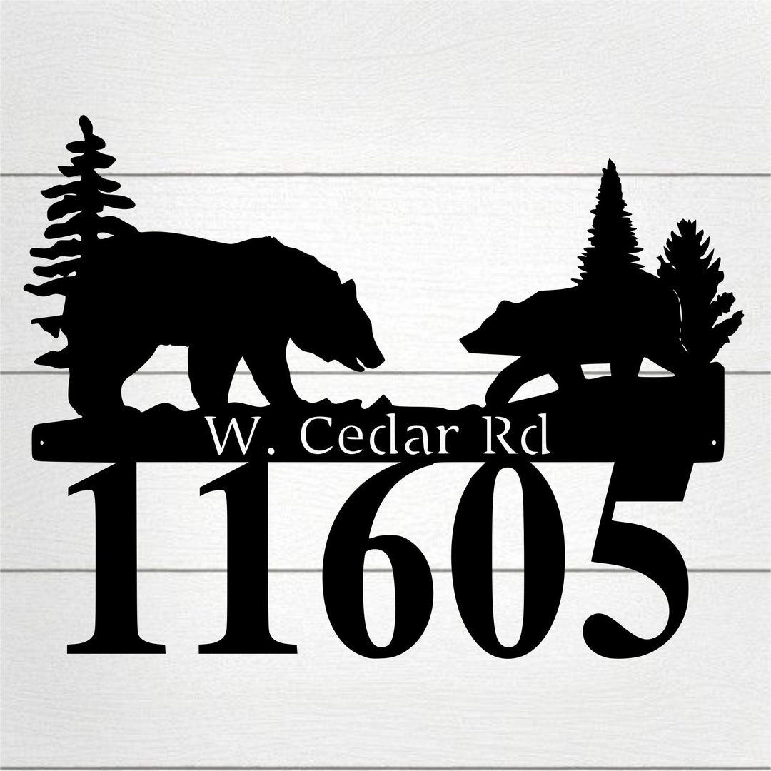 Nature, Bear, Cabin, Lodge, Address Sign, Metal Sign, Personalized ...