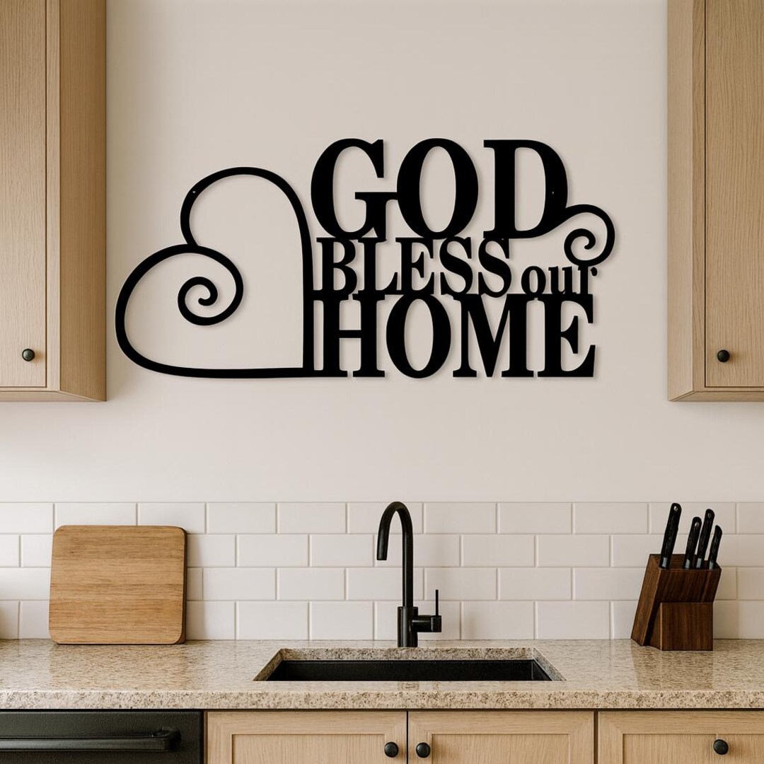 God Bless Our Home Metal Sign | Christian Wall Decor | Farmhouse Home ...