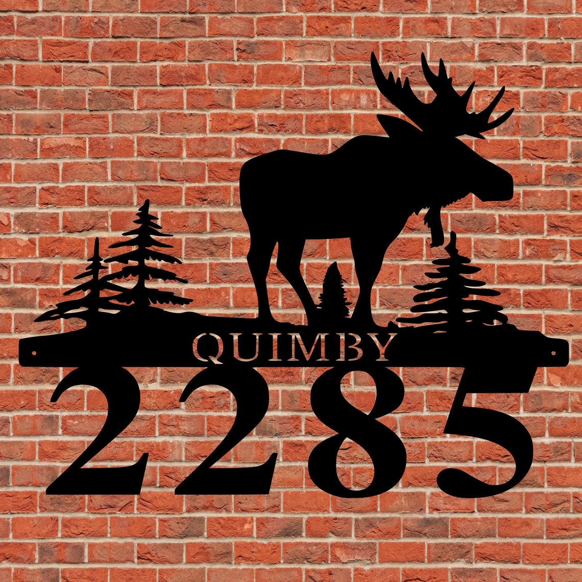 Nature Moose Cabin Lodge Address Sign Metal Sign | Etsy