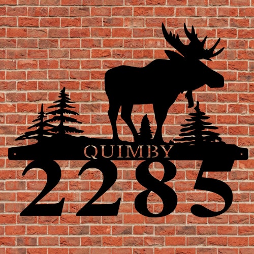 Nature Moose Cabin Lodge Address Sign Metal Sign | Etsy