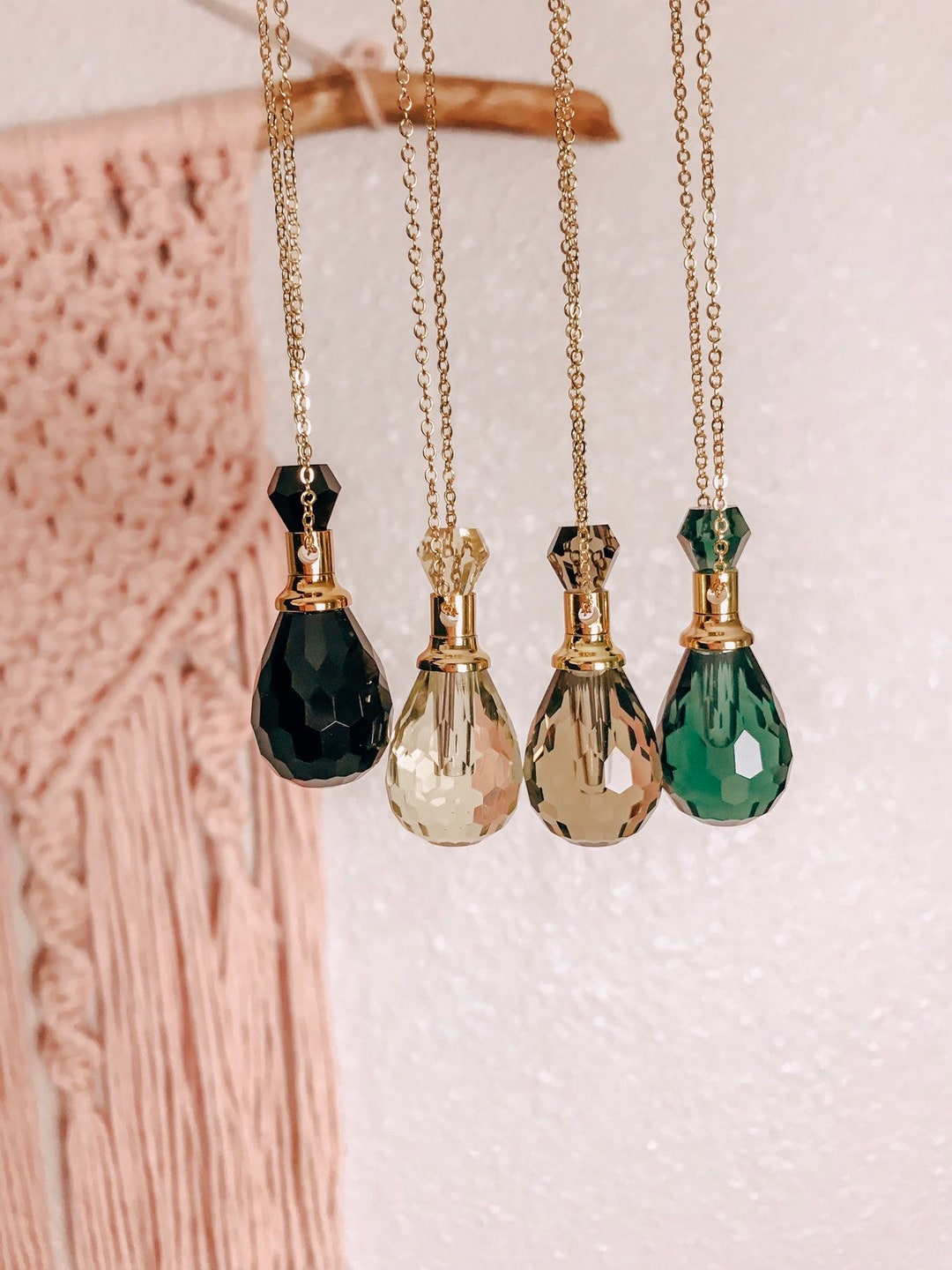 Crystal Vial Essential Oil Necklace - Boho - Essential Oil Diffuser ...