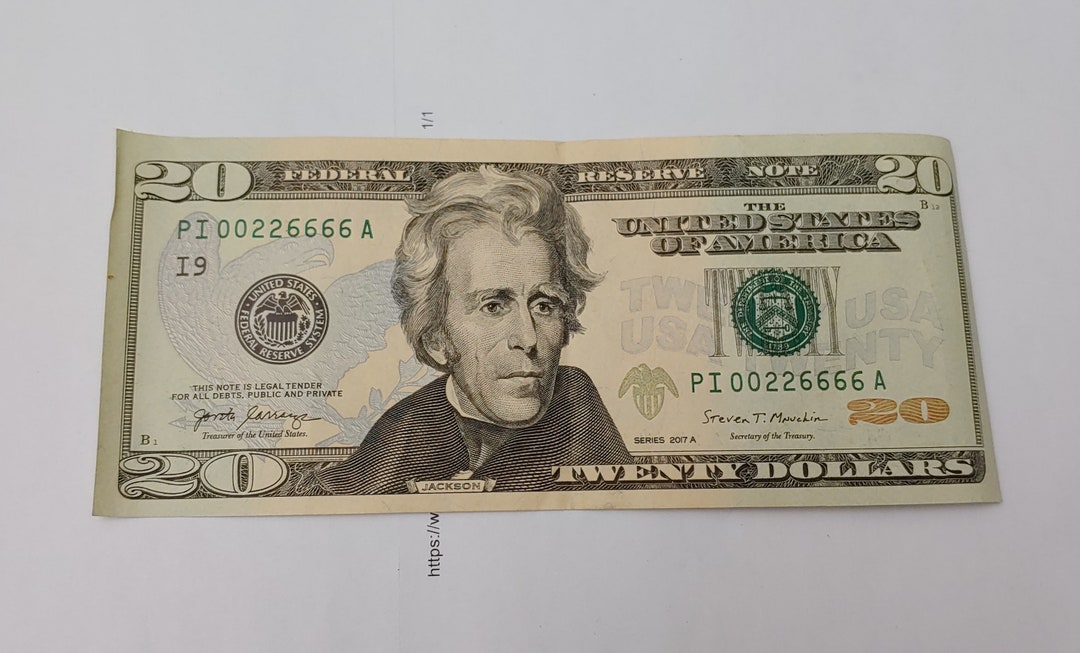 Fancy Serial Number 20 Dollar Bill FI 00226666 - Etsy