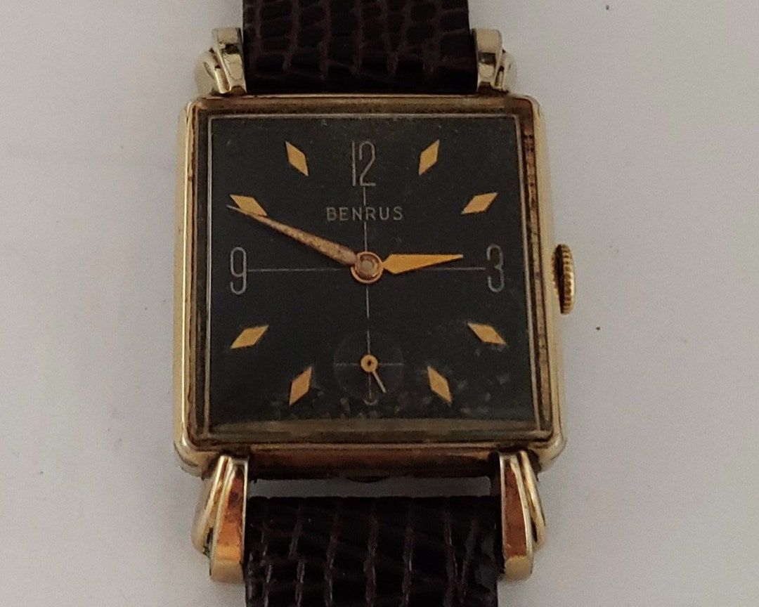 Vintage 1940's Benrus Black Dial Men’s Watch - Etsy