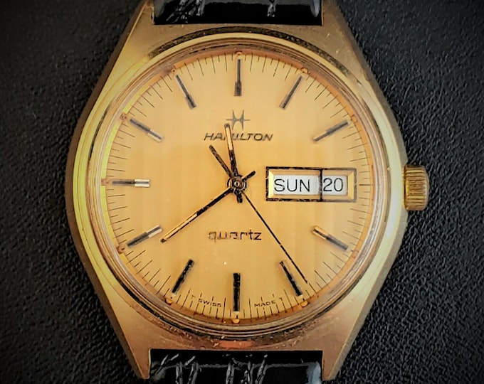 Vintage HAMILTON 14k Gold Electroplate Swiss Quartz Day/date Men's ...