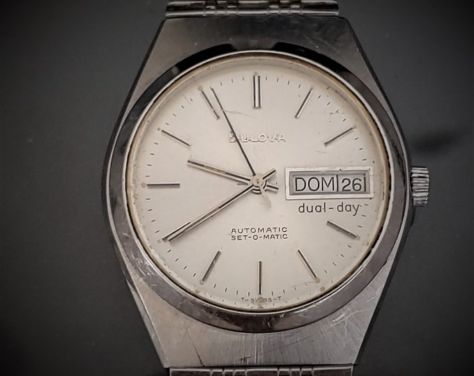 Vintage 1978 Bulova Automatic Set-o-matic Dual Day Men's Watch Cal ...