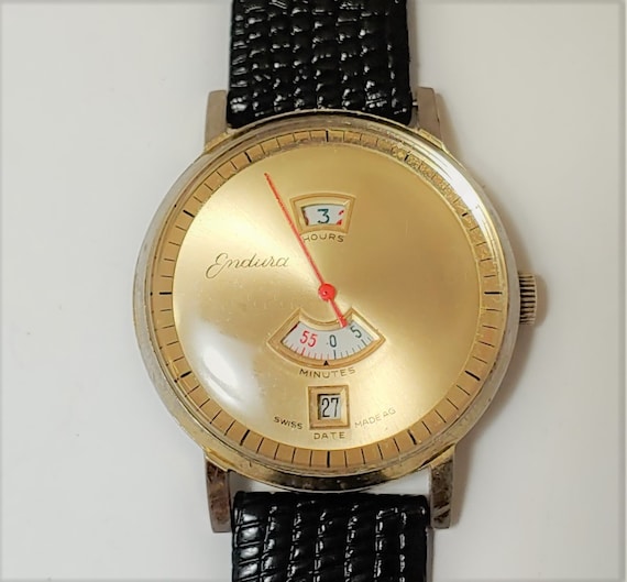 Vintage 1960s ENDURA JUMP HOUR Men's Watch | Etsy