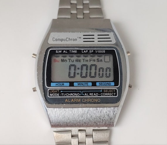 Vintage COMPUCHRON ALARM CHRONO Men's Watch - New Old… - Gem