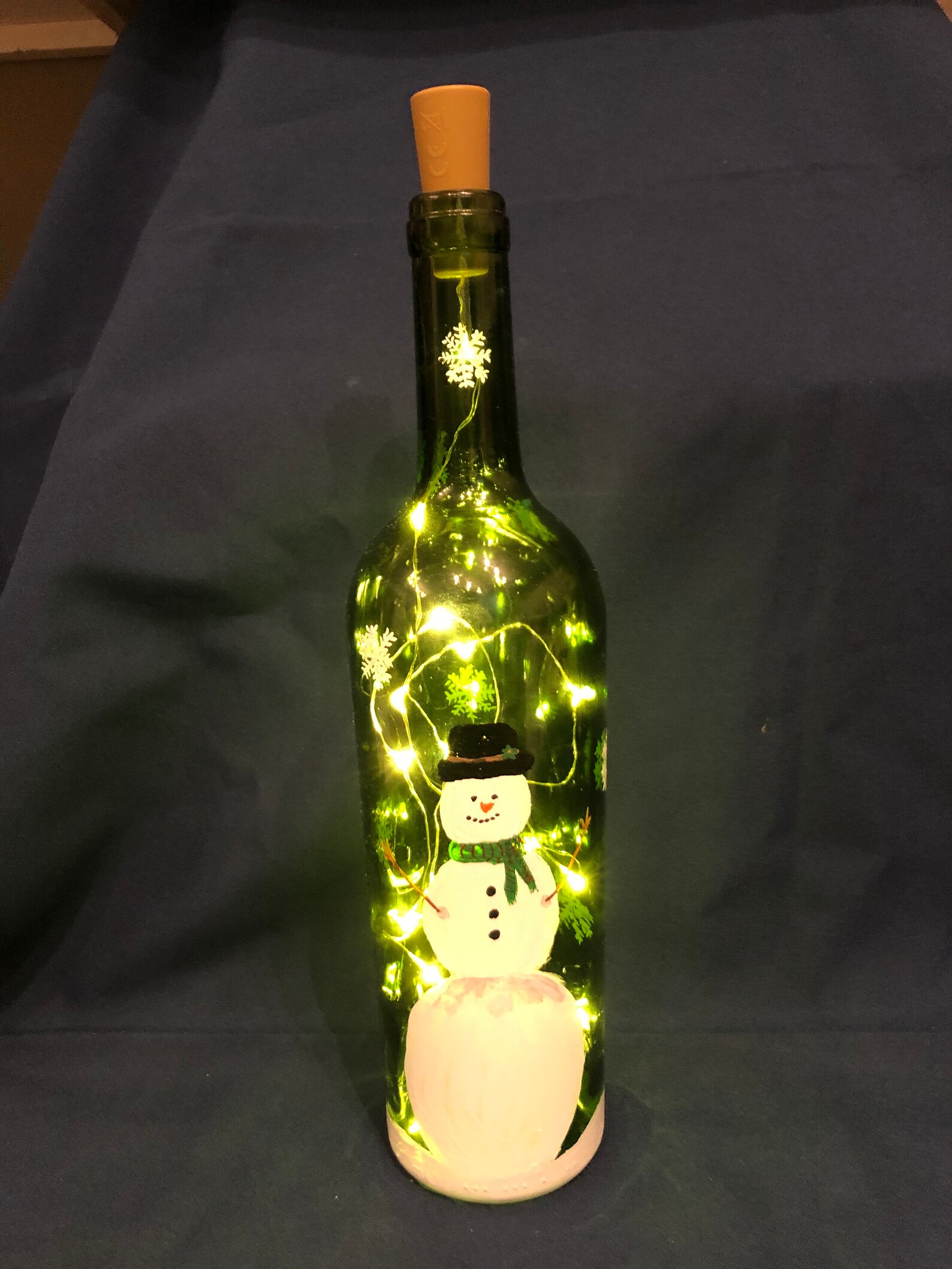 Snowman Bottle With Lights hand Painted - Etsy Canada