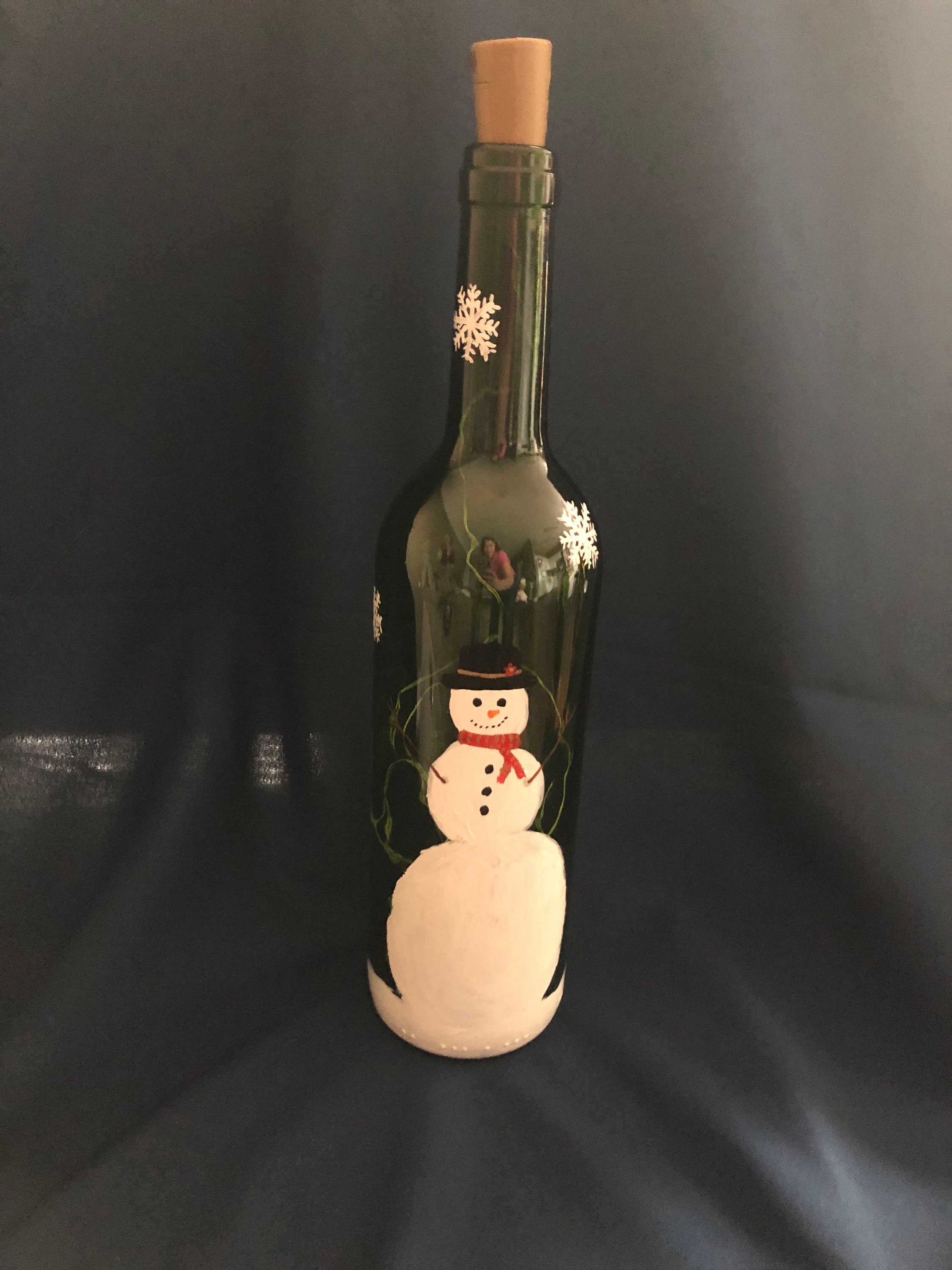 Snowman Bottle With Lights hand Painted - Etsy Canada