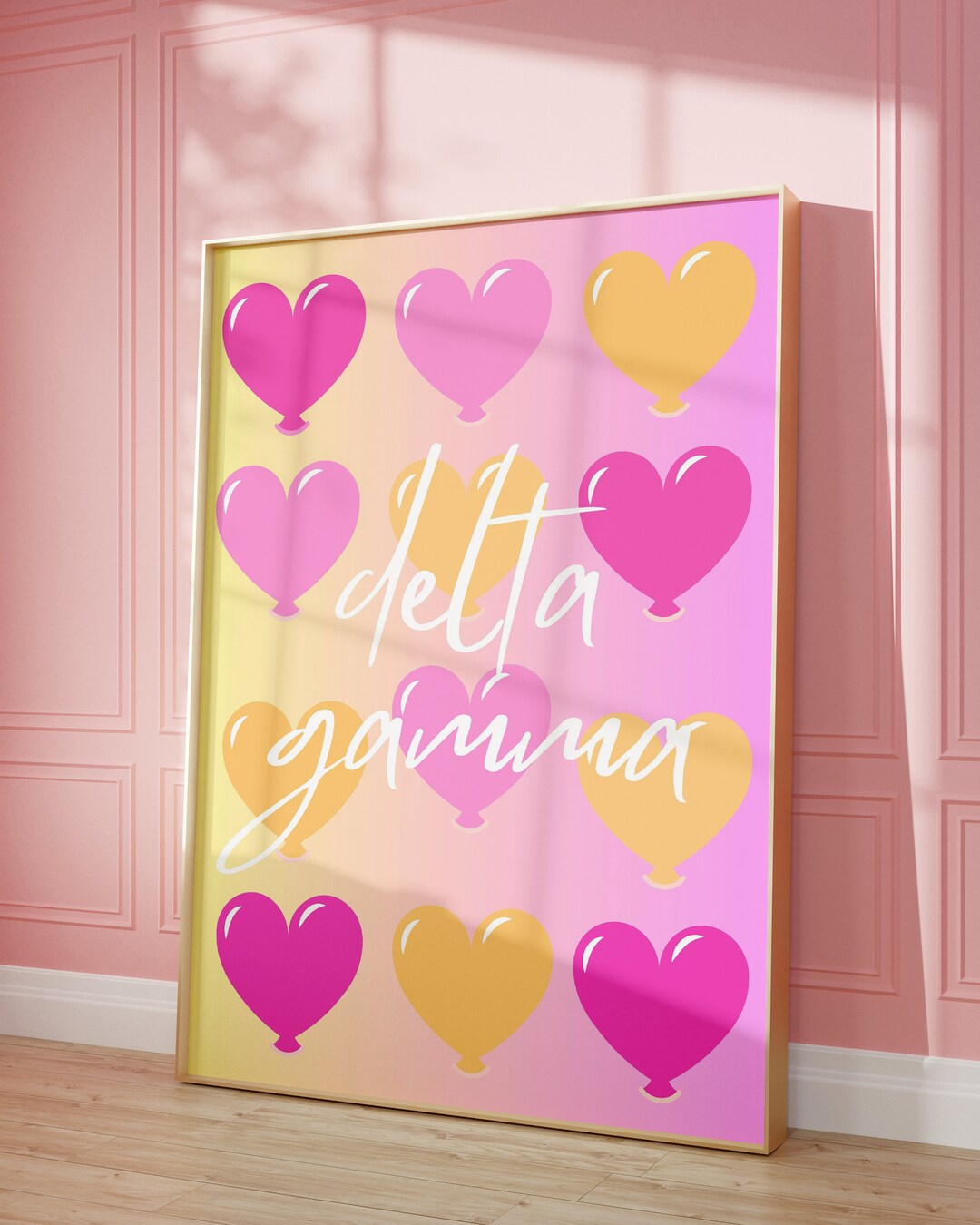 Delta Gamma Hearts Preppy Wall Art - Etsy