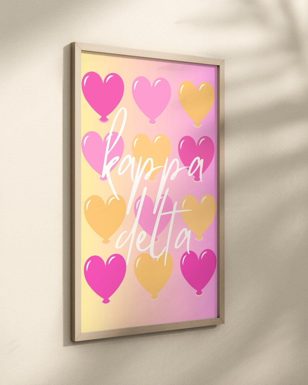 Kappa Delta Hearts Preppy Wall Art - Etsy