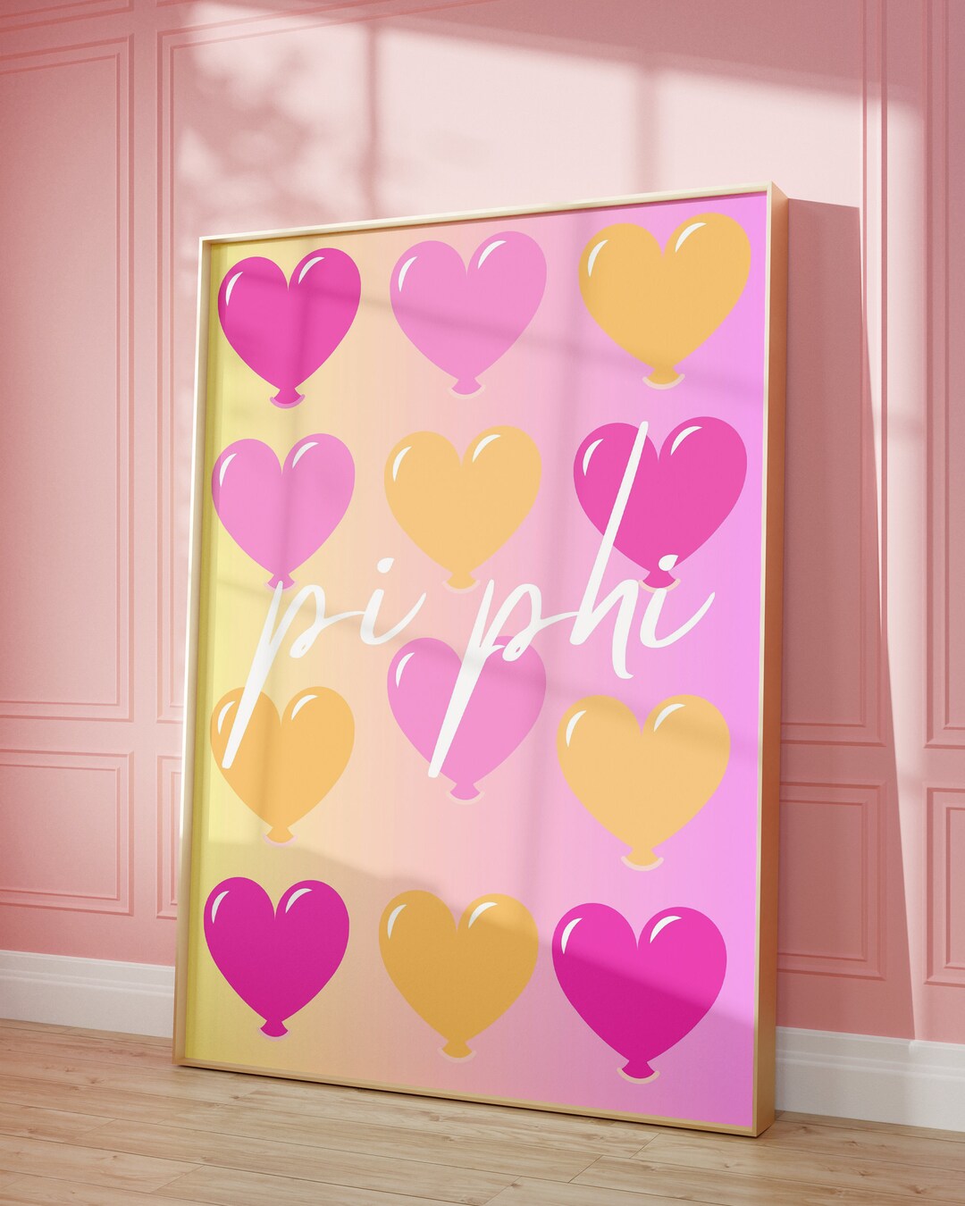Pi Beta Phi Hearts Preppy Wall Art - Etsy
