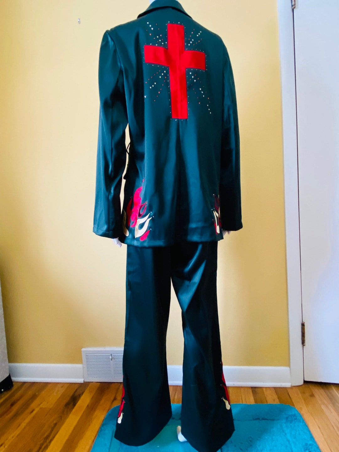 Green Satin Appliqué & Rhinestones Gram Parsons Nudie Style Suit Set - Etsy