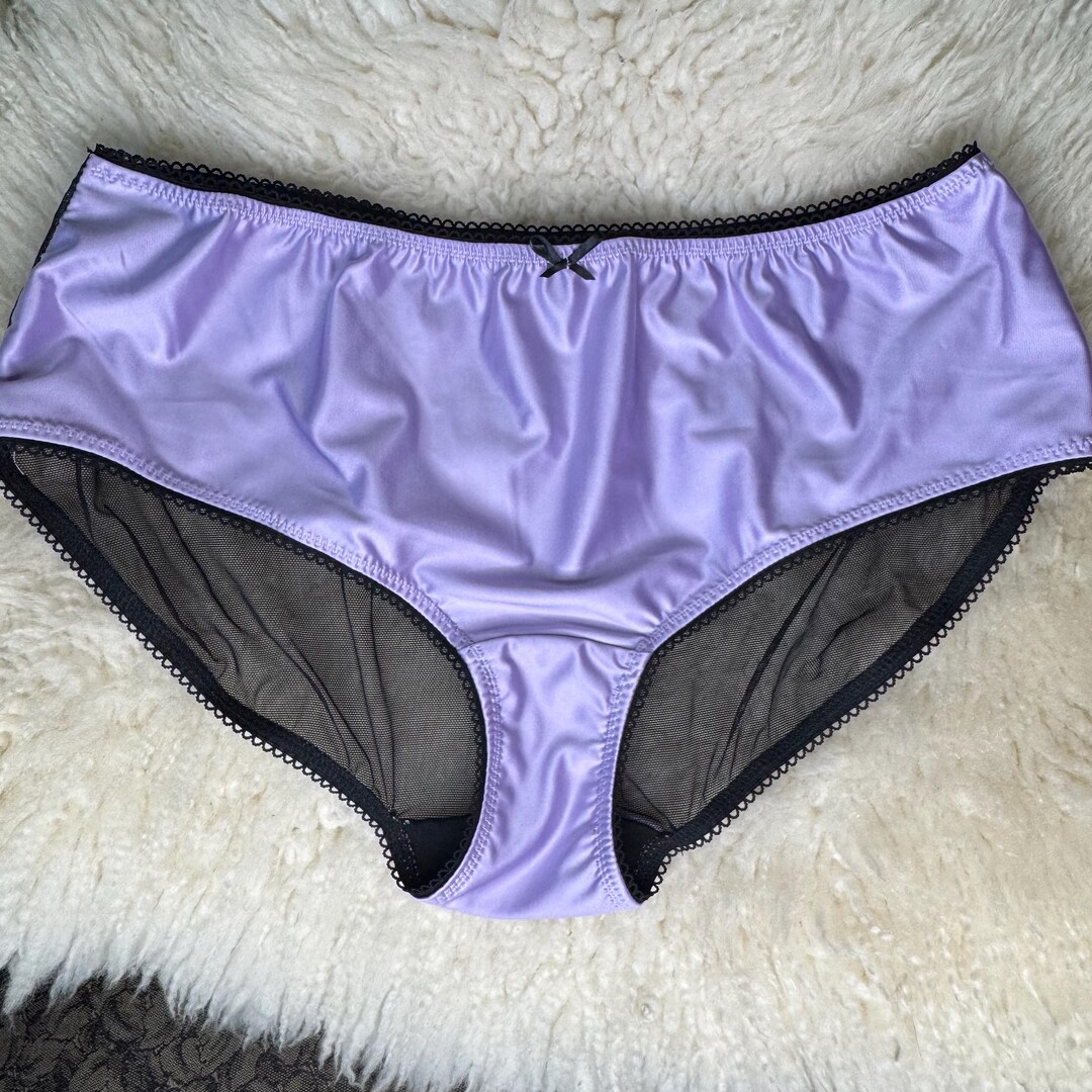 The Apollonia Sheer Back Panty Silky Soft Shine Satin With Black Mesh ...