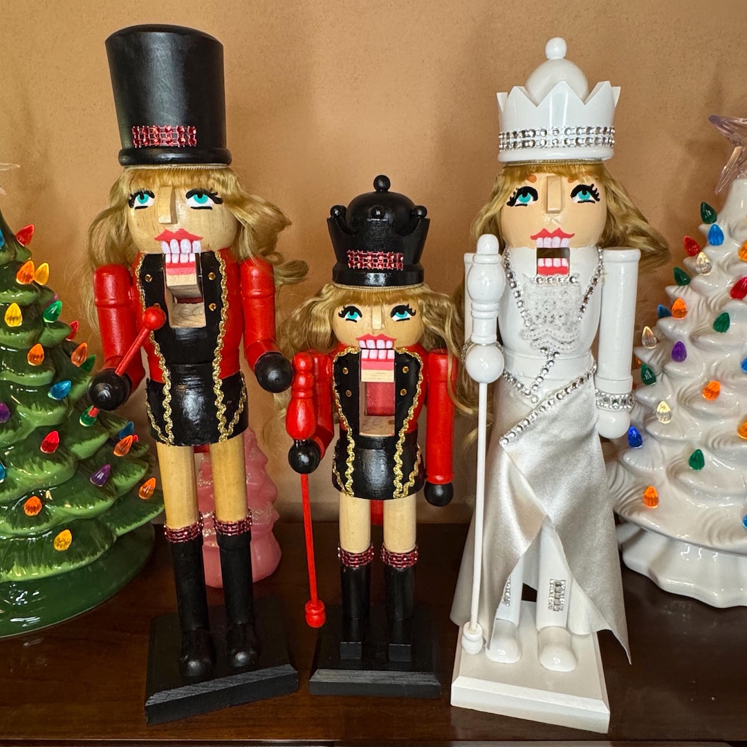 Custom Nutcracker Taylor Pop Star Christmas Holiday Hand Painted Wooden Figure Era Swifties ...