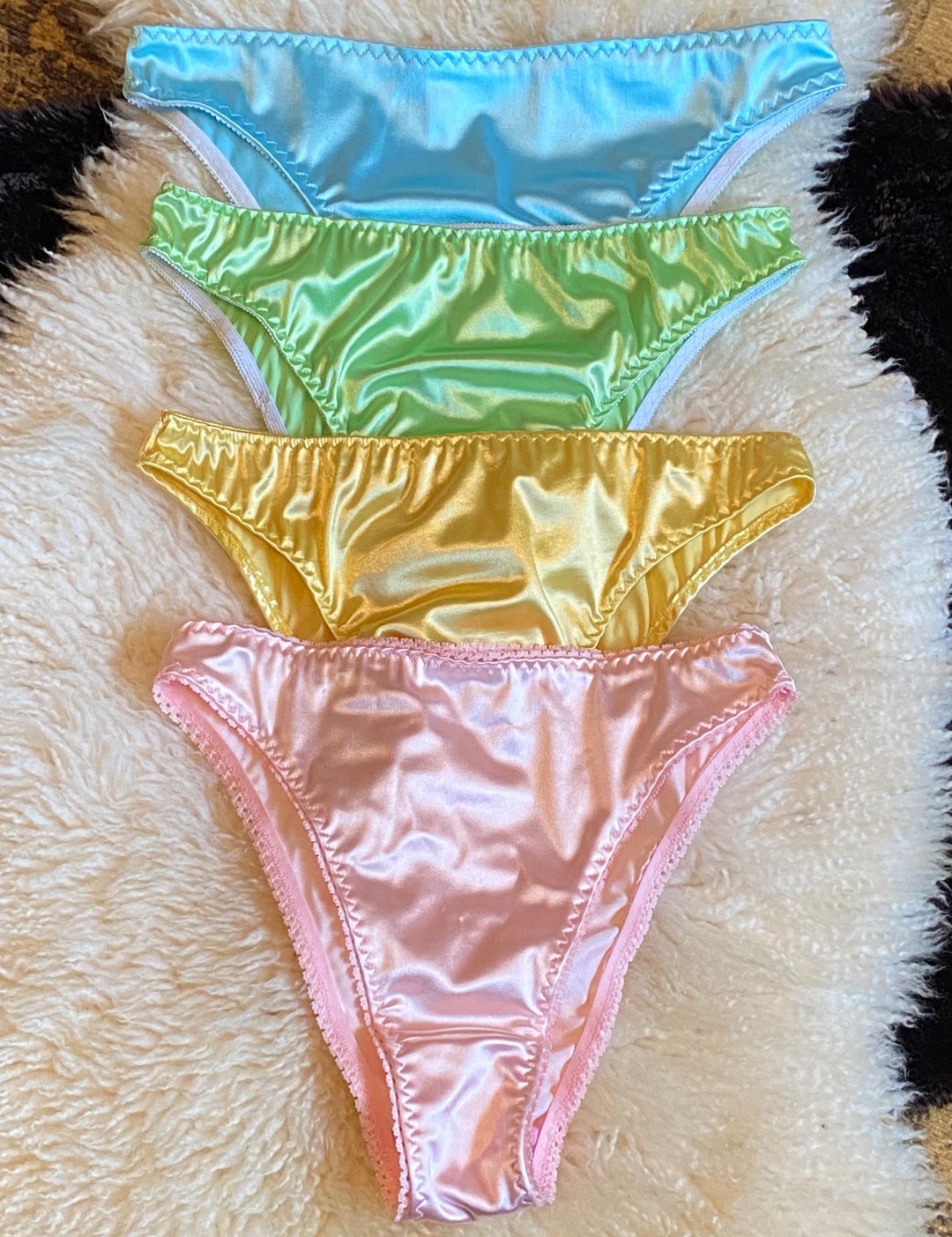 The Estelle Satin Panty Vintage Style Sexy Hi-cut Leg Bikini Panties ...