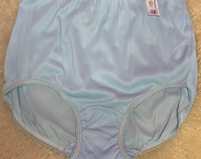 Vintage 70s Baby Blue Ladies Acetate Panty Full Cut Granny Brief Sissy ...