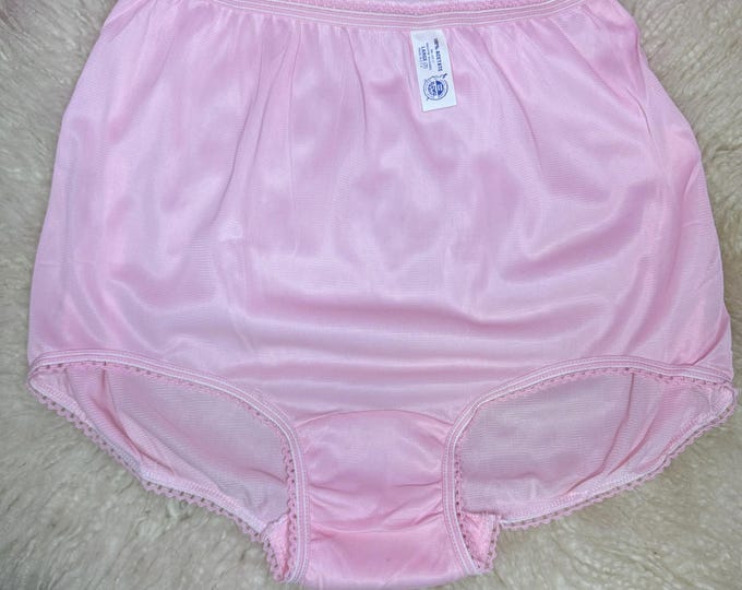 Vintage Pretty Pink Ladies Acetate Panty Full Cut Granny Brief Sissy ...