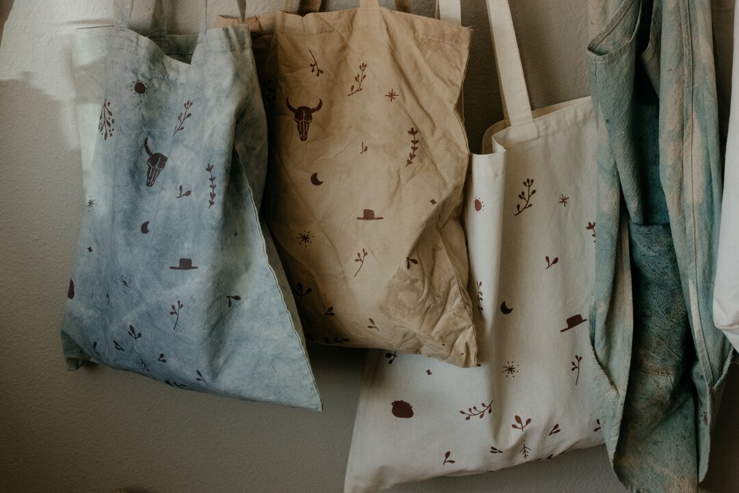 Botanical Dyed Cotton Canvas Tote Bag Naturally Dyed Market Purse ...