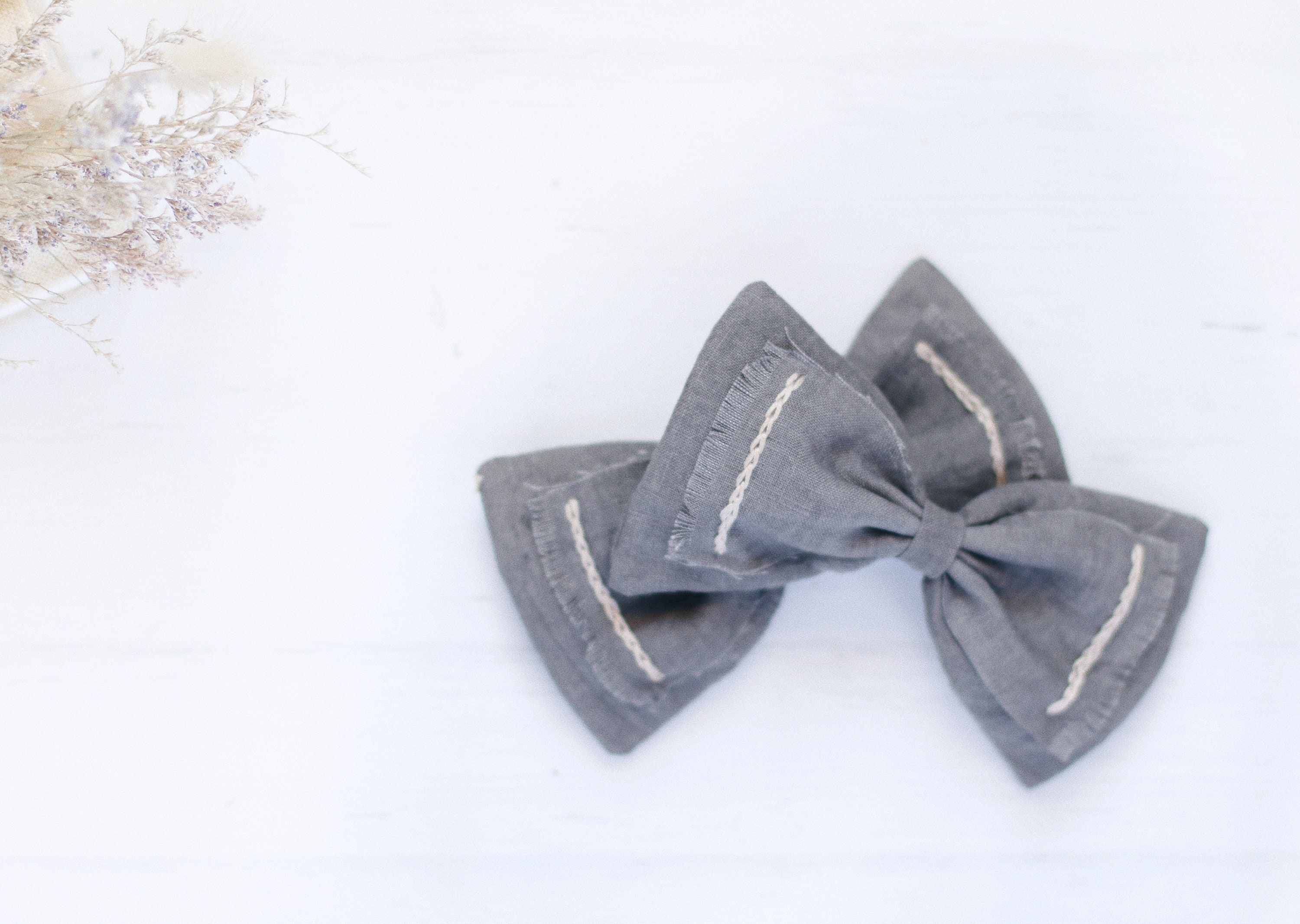 Naturally dyed linen Bow Fall linen Hair bows Big linen bows | Etsy