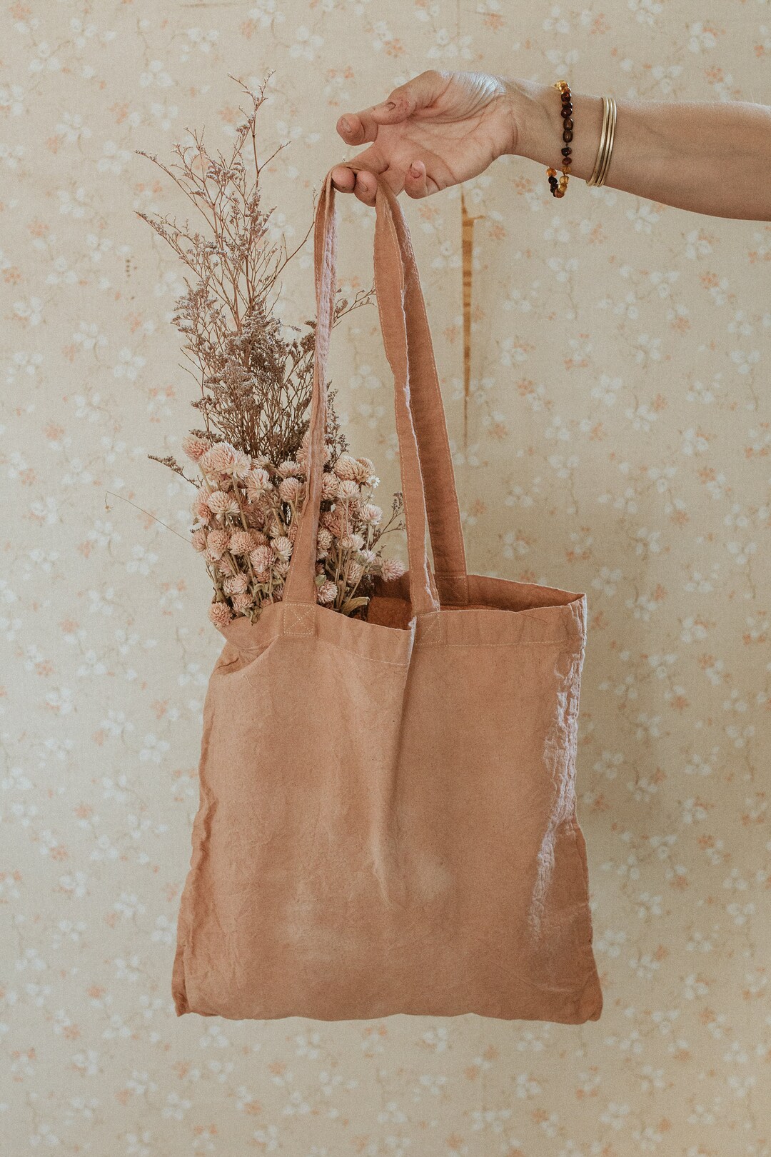 Botanical Dyed Cotton Canvas Tote Bag Naturally Dyed Market Purse ...