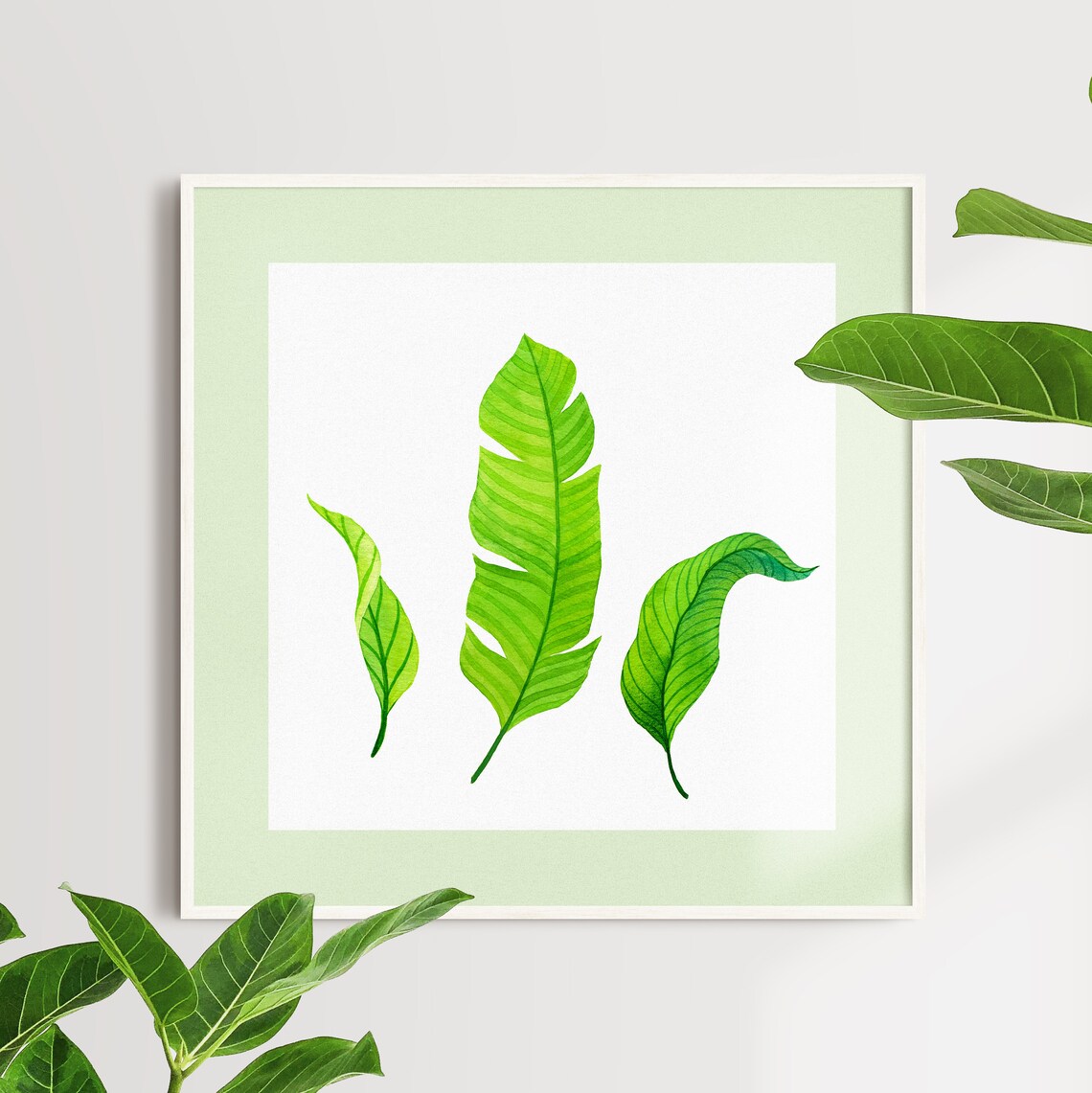 Tropical Leaves Watercolor Clipart - Etsy