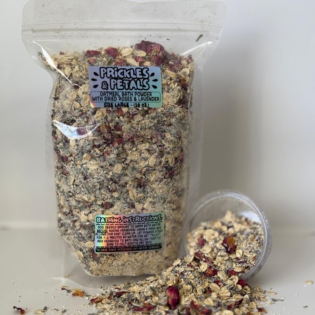 Prickles & Petals Oatmeal Bath Powder for Hedgehogs and Small Animals ...