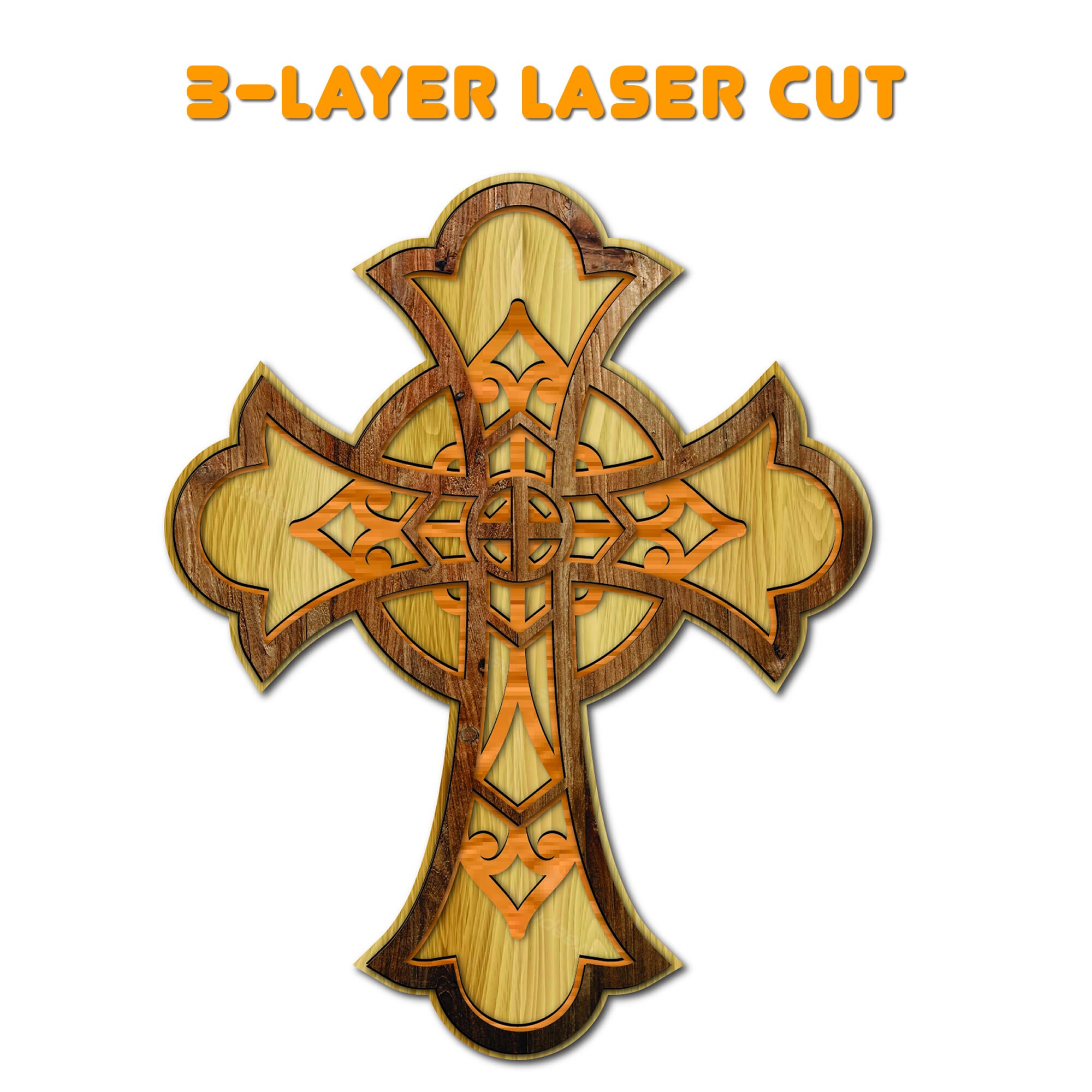3-layer Christian Cross Laser Cut Files. Vector File for - Etsy Australia