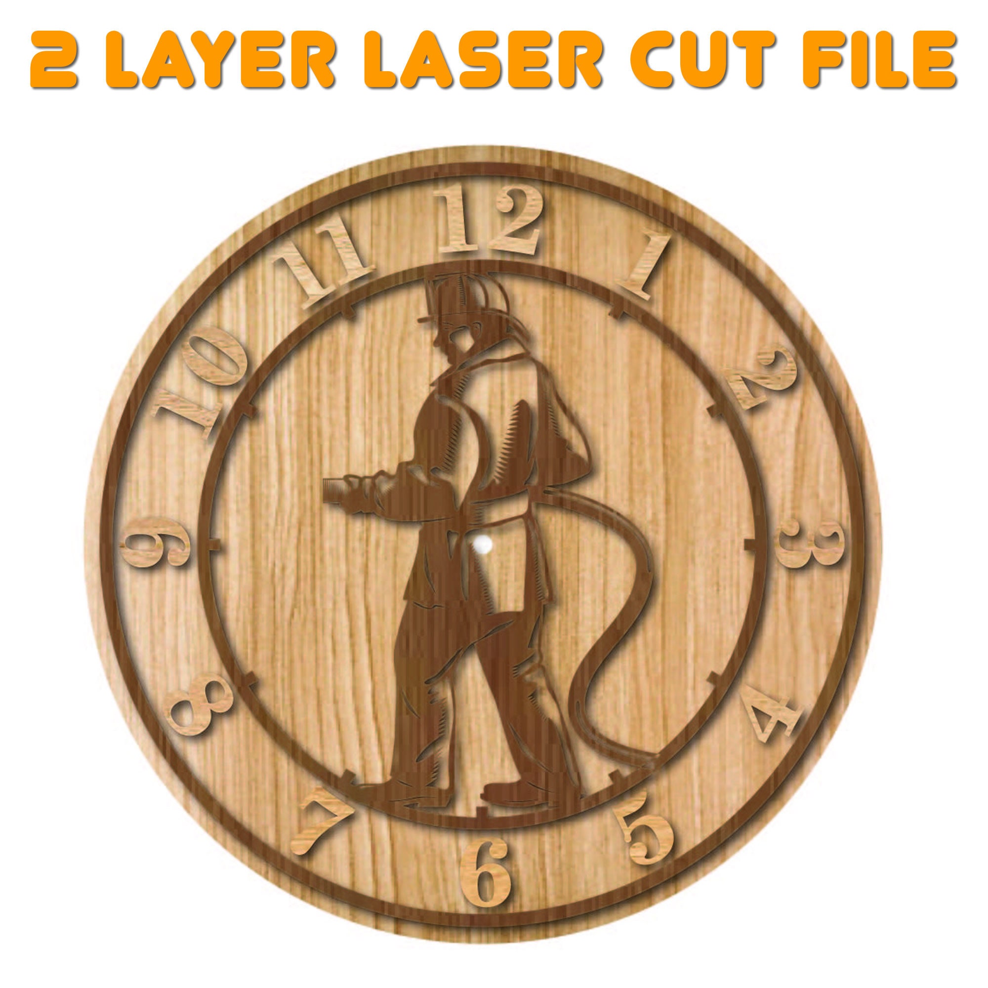 Fireman Laser Cut File. Fireman for Laser. Wall Clock Fireman for Laser ...