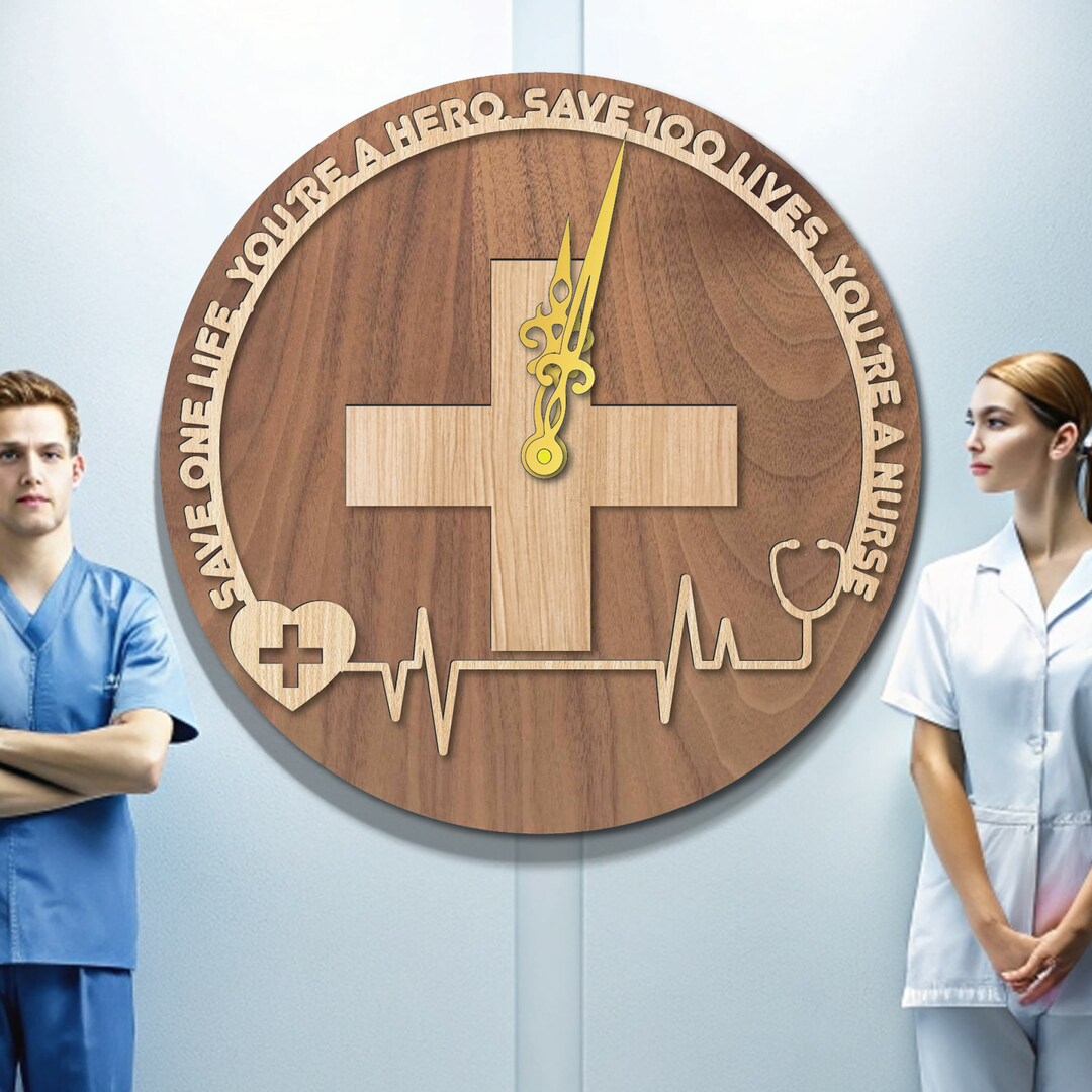 Nurse Wall Clock. Gift for Nurse. Nurse Themed Wall Clock Laser File ...