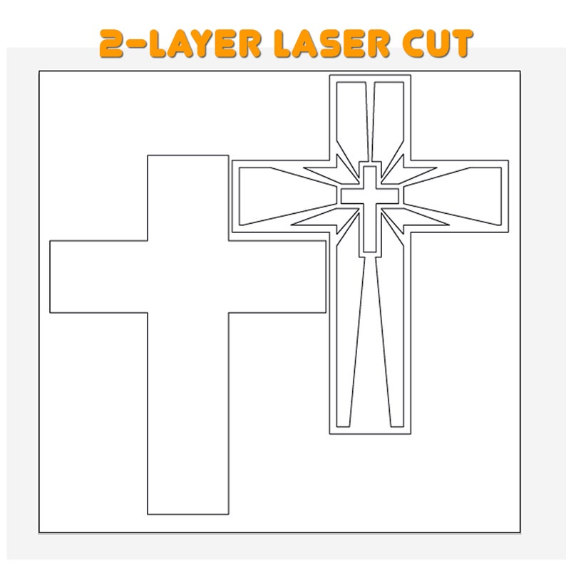 2-layer Christian Cross Laser Cut Files. Cross File for Laser - Etsy