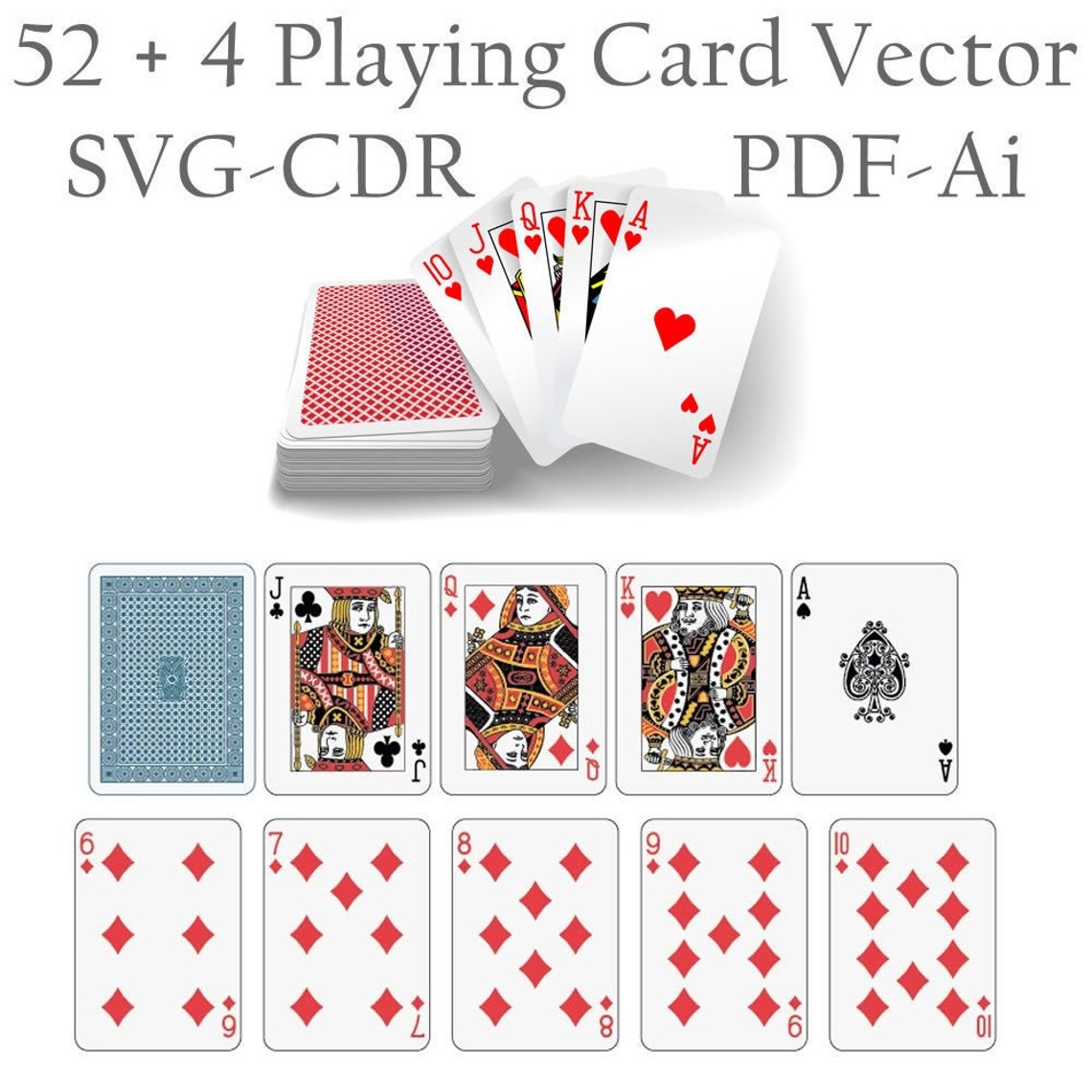 Playing Cards Set Vector Playing Cards Svg Printable or Laser - Etsy