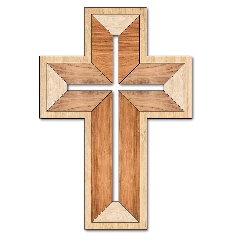 2 Layers Geometric Christian Cross, Laser Cut Files. Cross File for ...