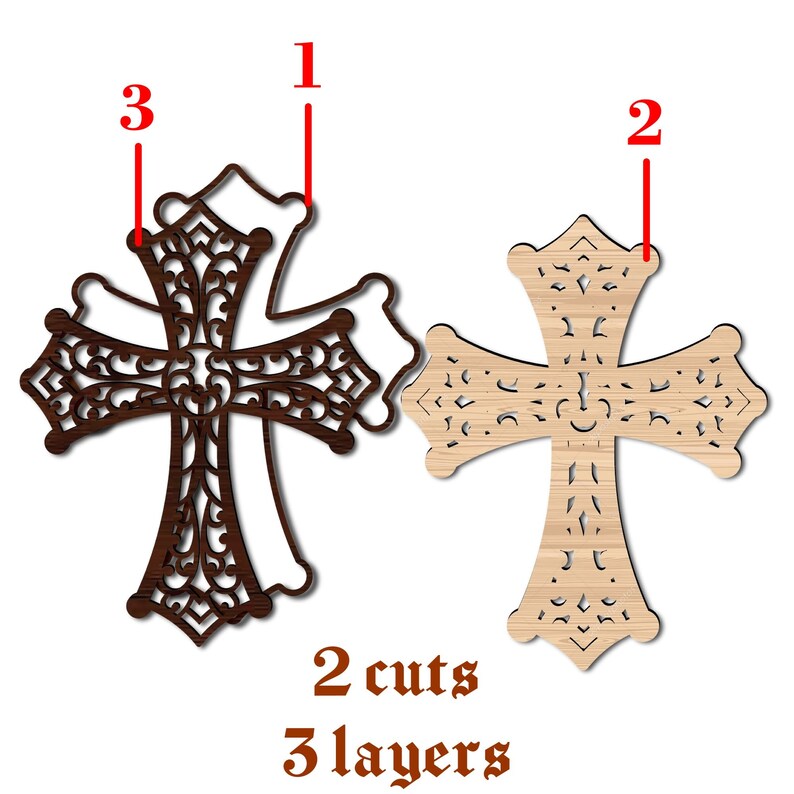 3 Layers Cross Laser Cutting File. Svg, Pdf, Dxf, Dwg and Cdr File ...