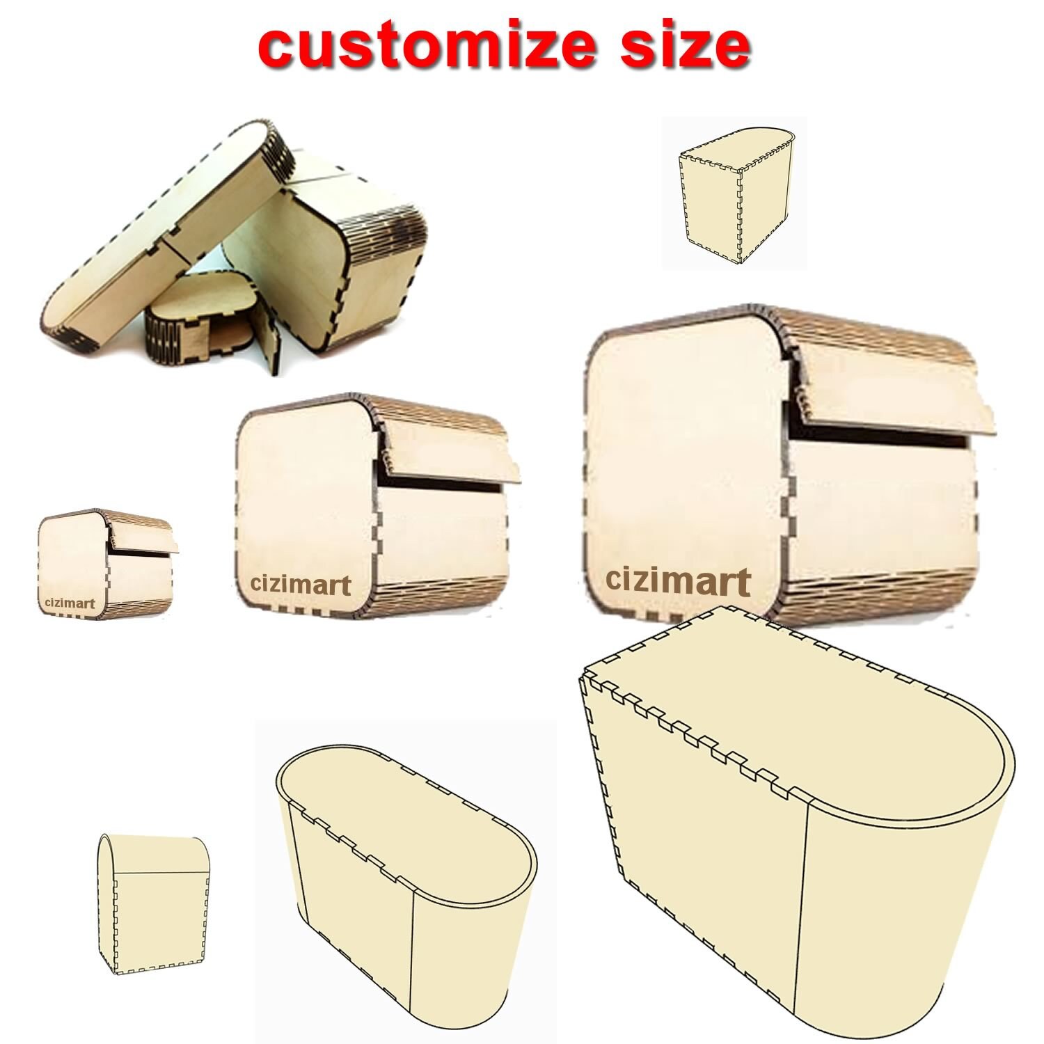 Laser Cut Files.boxes With Rounded Corners Customize SVG and DXF Files ...