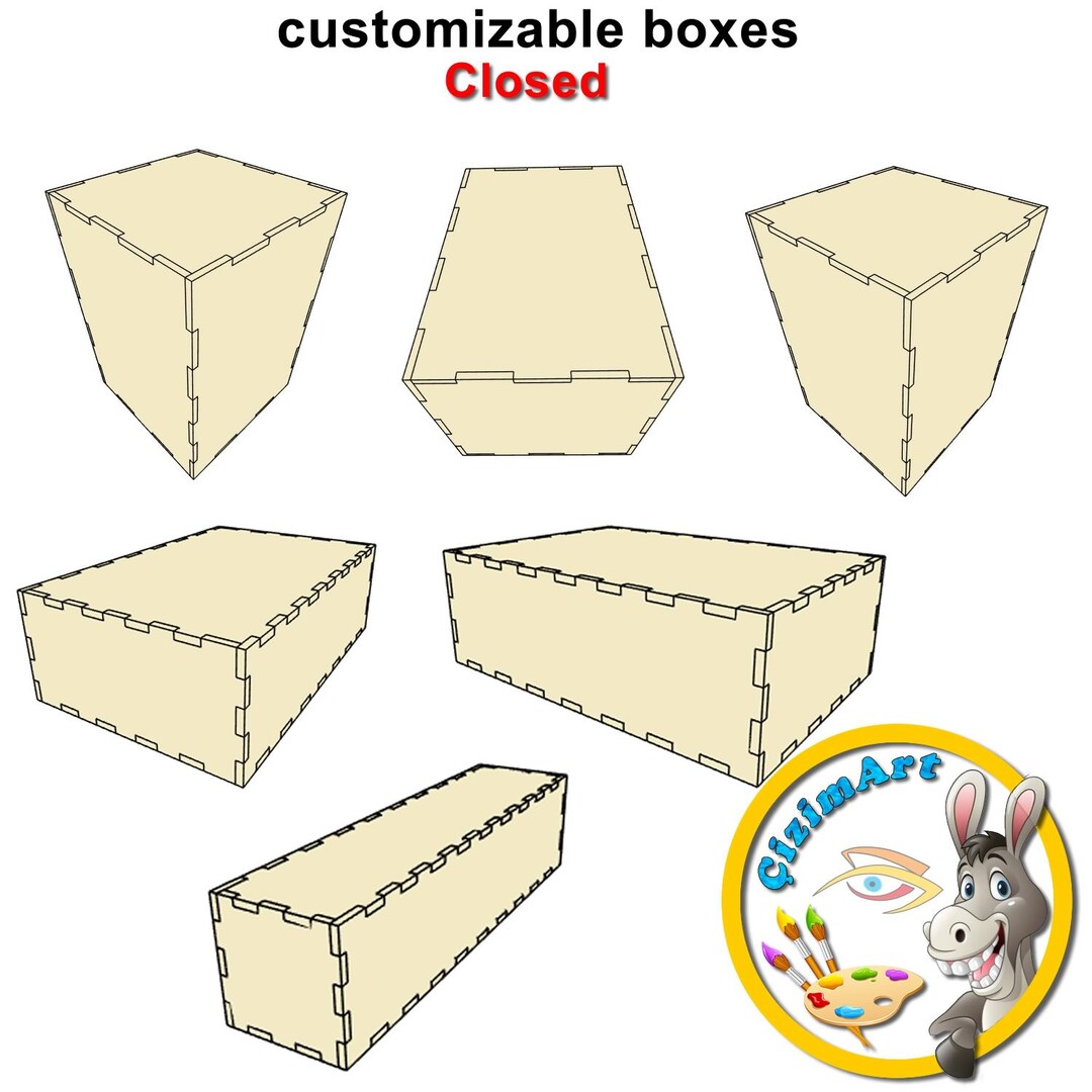 Laser cut files. Customize size box SVG and DXF files. We send e-mail ...