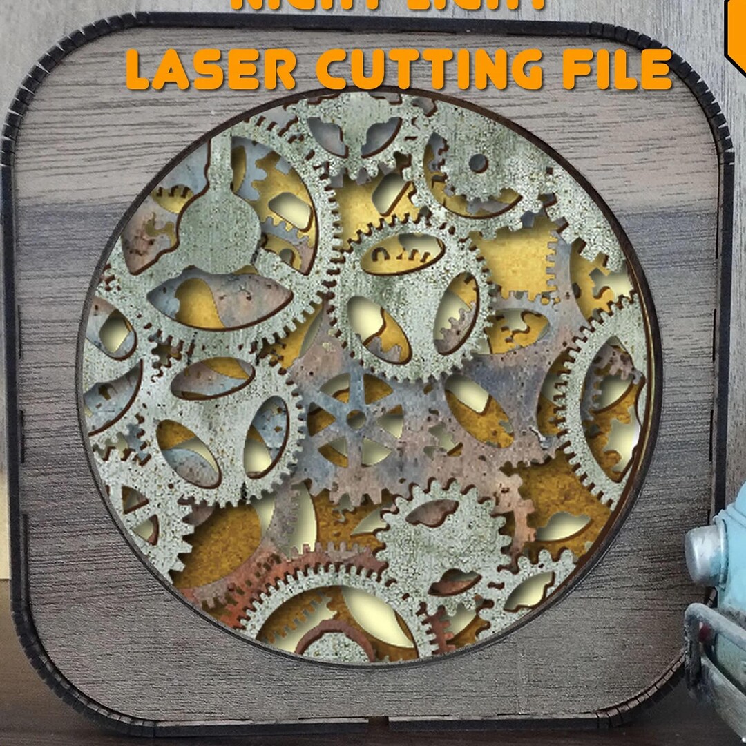 3 Layer Gear Wheel Night Light Laser Cutting File. Gear Wheel Night Light SVG. Night Light File ...