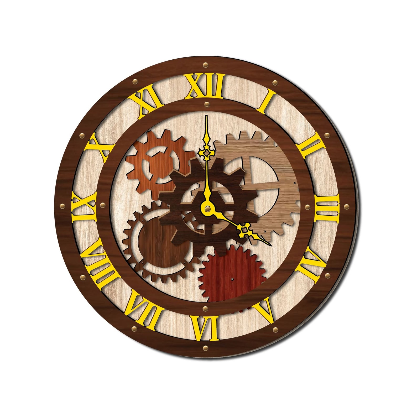 Laser Cut Wall Clock File With Layers and Wheels. Customizable Design ...