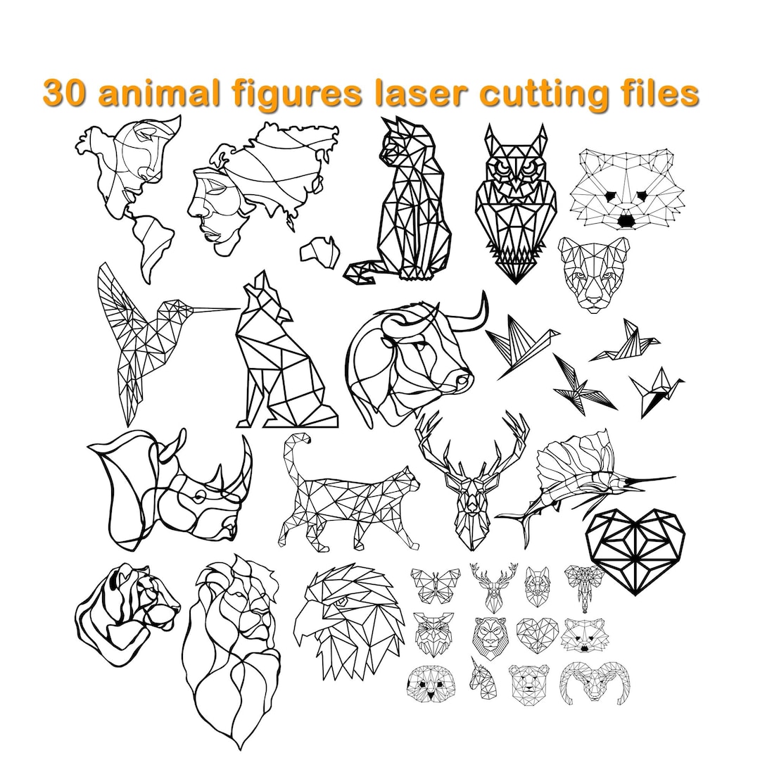 30 Animal Figures Laser Cutting Files. Cdr - Pdf - Svg - Png - Dxf ...