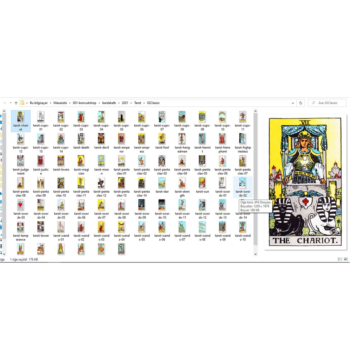 All the 78 Cards of the Tarot Deck. Print Table File. the Rider Waite ...