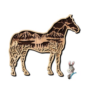 Horse and Mountains Laser Cut File for Wall. 3 Layer Horse Laser Cut ...